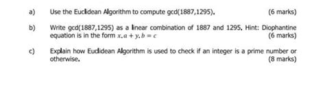 solved a b use the euclidean algorithm to compute