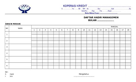 Contoh Format Absensi Rapat