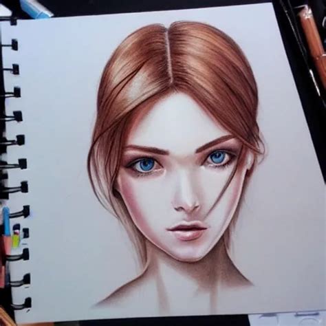 Beauty Realistic Readhead Girl Realistic Shaded Fine Details