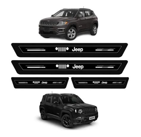 Kit Soleira Resinada Proteção Porta Jeep Compass Renegade Rvt