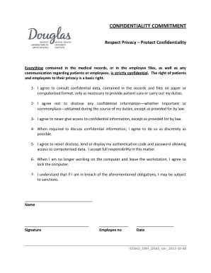 Fillable Online CONFIDENTIALITY COMMITMENT Douglasqcca Fax Email