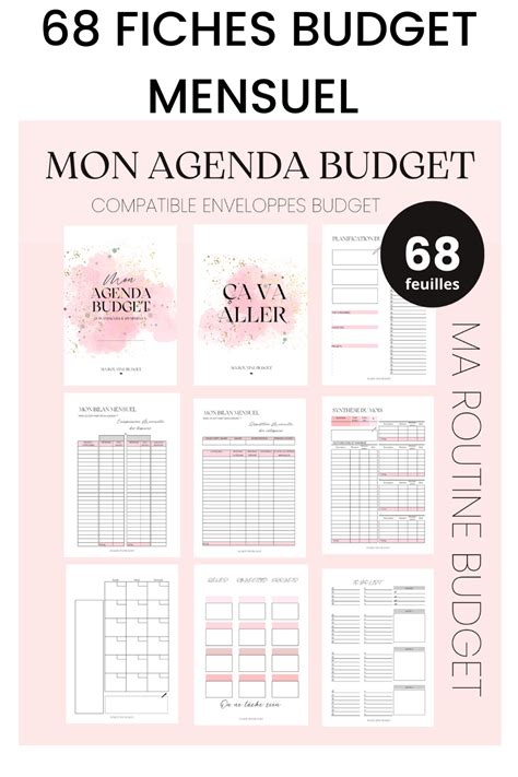 FICHES BUDGET MENSUEL AGENDA BUDGET CLASSEUR BUDGET PLANIFICATEUR