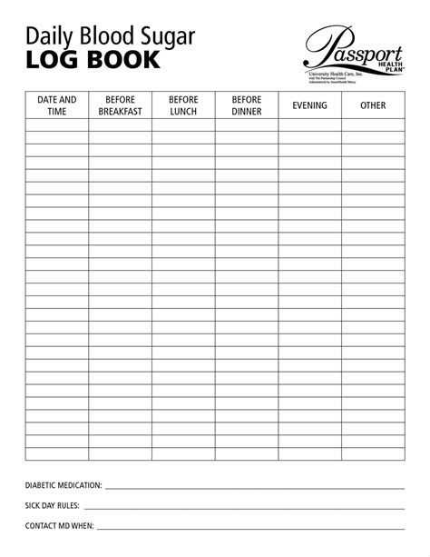 Free Printable Blood Sugar Charts