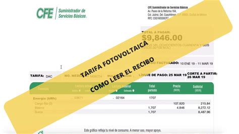 Cómo leer tu factura de CFE fotovoltaica Recibos México
