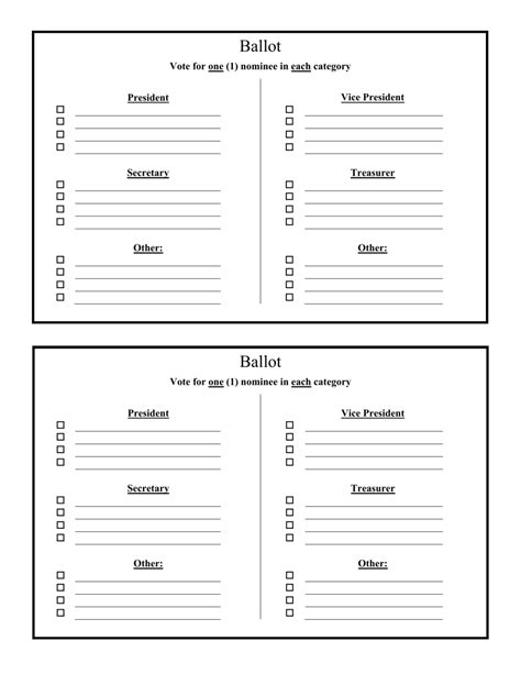 Printable Ballot Template