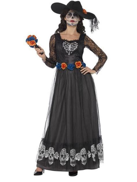 Deguisement Mariee Robe Longue Noire Femme Dia De Los Muertos 237286