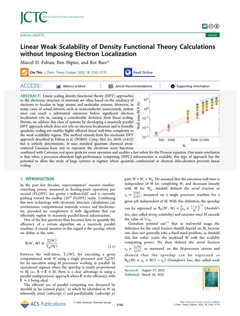 pdf linear weak scalability of density functional theory calculations without imposing