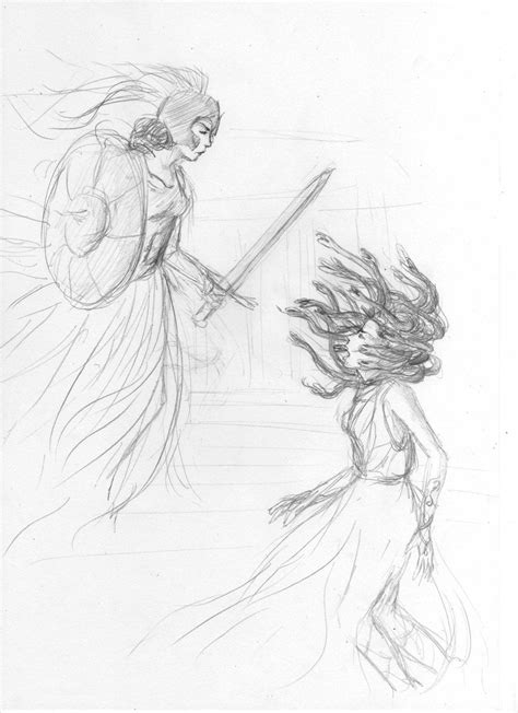 Battling Athena And Medusa Greek Mythology Art Medusa Art Medusa