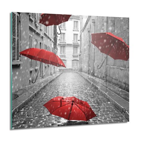 Artprintcave Obraz Na Szkle Ulica Parasol Deszcz X Cm