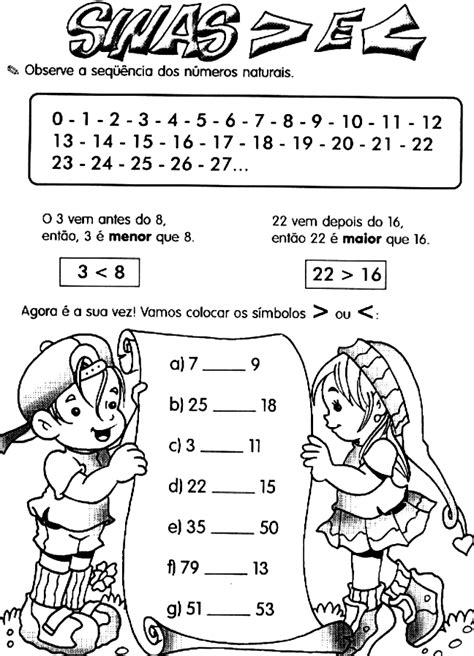 MATEMÁTICA maior e menor Atividades