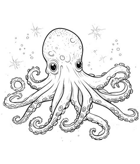 Página para colorear de pulpo de dibujos animados vectoriales para