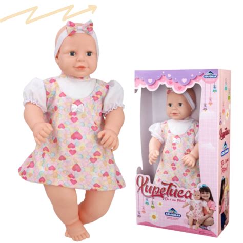 Boneca Bebezao Grande 65cm Olhos Moveis Xupetuca Menina Shopee Brasil