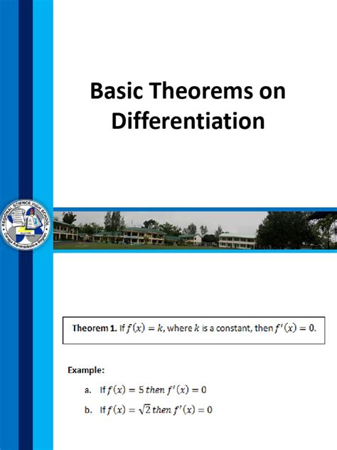 5 basic theorems on differentiation pdf function mathematics derivative