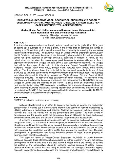 Pdf Business Incubation Of Virgin Coconut Oil Products And Coconut