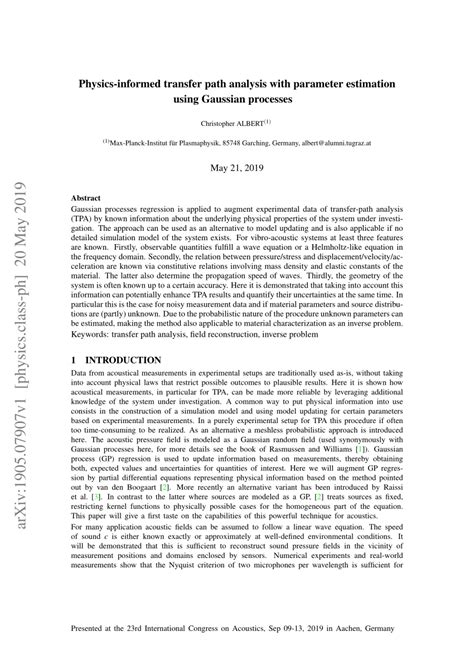 pdf physics informed transfer path analysis with parameter estimation using gaussian processes