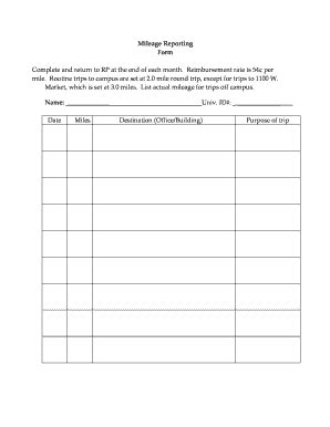 Fillable Online Cnnc Uncg Mileage Reporting Form Complete And Return To