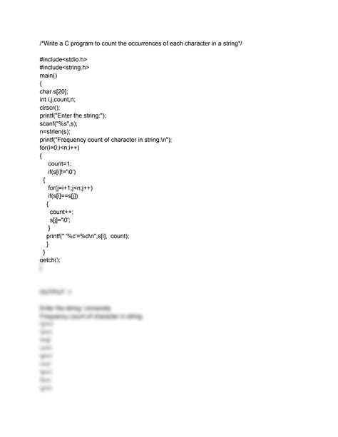 SOLUTION C Prog To Count The Occurrences Of Each Character In A String