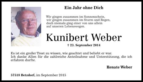 Traueranzeigen Von Kunibert Weber Rz Trauer De