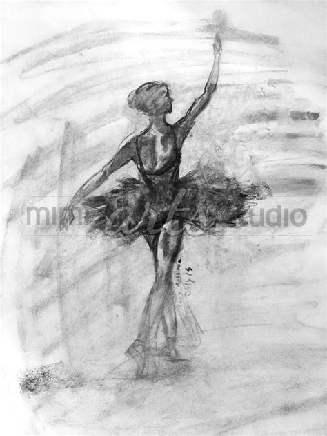 Printable Charcoal Drawing Art Print Ballerina Dancer Etsy In 2023