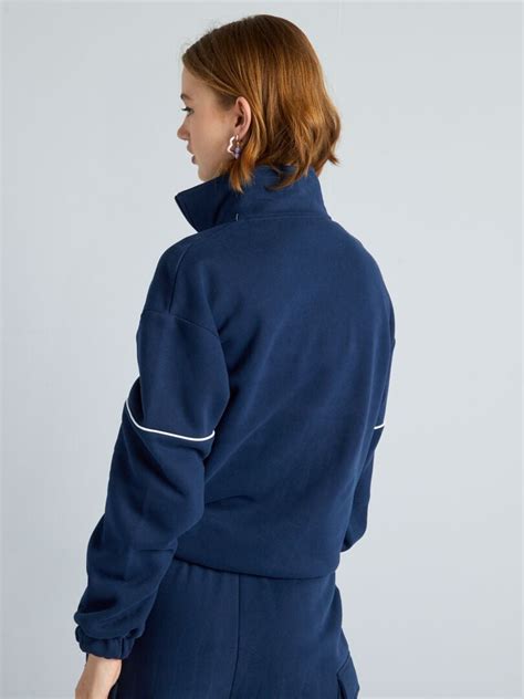 Felpa A Collo Alto Con Zip Blauw Kiabi 15 00