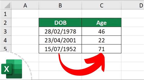 How To Calculate Age Using A Date Of Birth In Excel The Easy Way