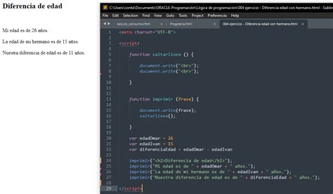 Ejercicio Diferencia de edad Lógica de programación Primeros pasos