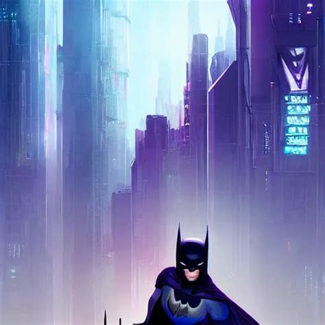 Batman Beyond Cyberpunk Cityscape Purple Sky Stable Diffusion OpenArt