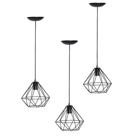 Lustre Pendente Diamante Dourado Triplo Cabo 1 2 Metro Regulavel Faz