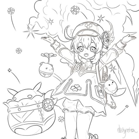 Klee Genshin Impact Coloring Page Klee Is A Playable Pyro Character