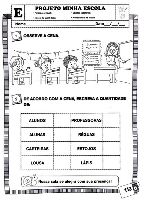 Minha Escola Atividades Sobre A Escola Para Educação Infantil Free em