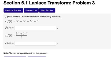 solved section 6 1 laplace transform problem 3 previous
