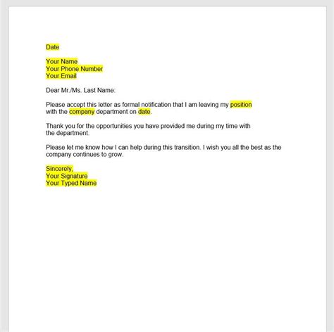 Resignation Letter Template Resignation Letter Resignation Template