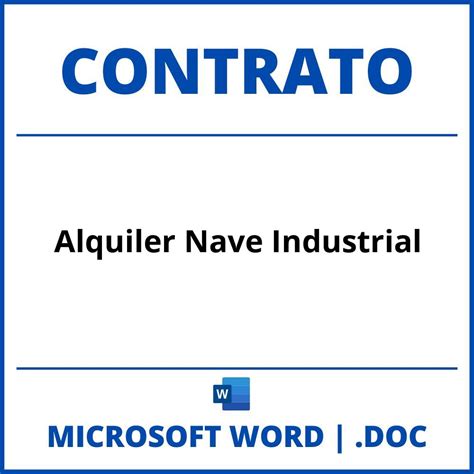 Contrato Alquiler Nave Industrial En Word