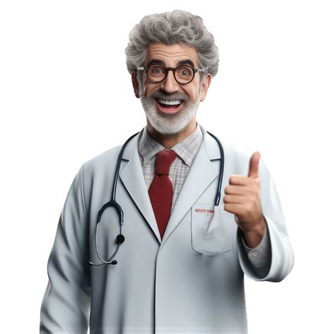 Funny Doctor In Medical Uniform Isolated On Transparent Background