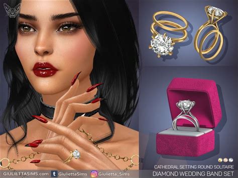 Feyona S Cathedral Setting Round Solitaire Diamond Wedding Band Set