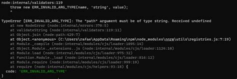 Bug Typeerror Err Invalid Arg Type The Path Argument Must Be Of