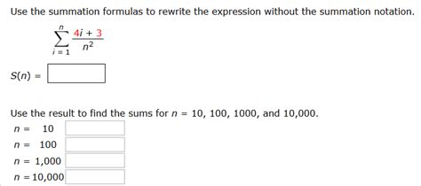 solved use the summation formulas to rewrite the expression