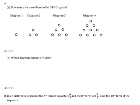 test arithmetic and quadratic sequences igcse 0580 extended and core teaching resources