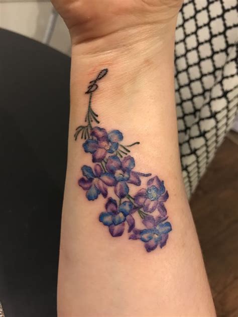 Delphinium Watercolor Tattoo