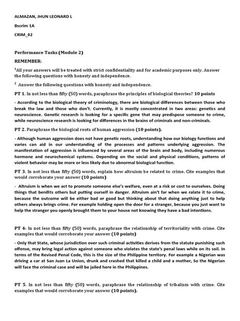 performance tasks pdf aggression criminal law