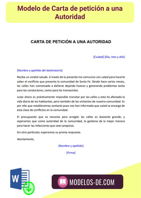Modelos de Cartas de Petición en Word Gratis