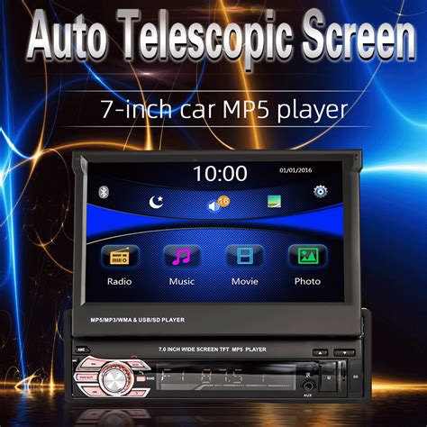 Podofo 1din Car Radio With 7 Motorized Retractable Touch Screen Gps