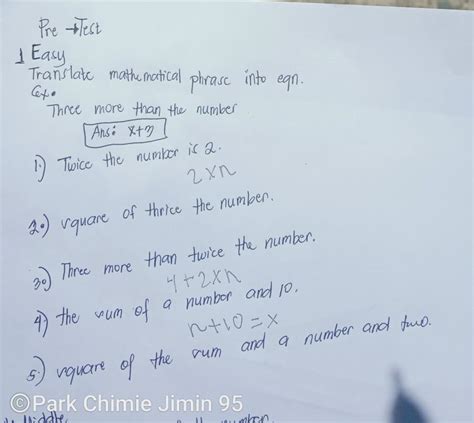 translate mathematical phrase into egn cexothree more than the numberanso xtm1 twice the number