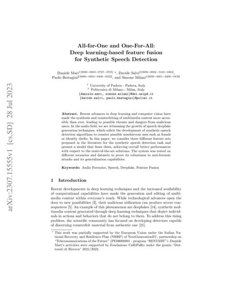 all for one and one for all deep learning based feature fusion for synthetic speech detection