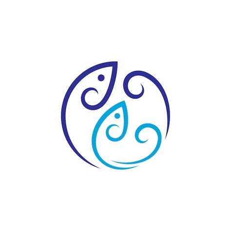 Zwei Fisch Logo Mit Wellen Im Minimalistischen Line Art Design Stil