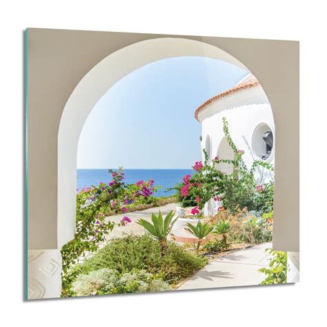 ArtprintCave Morze łuk kwiaty foto na szkle na ścianę 60x60 cm