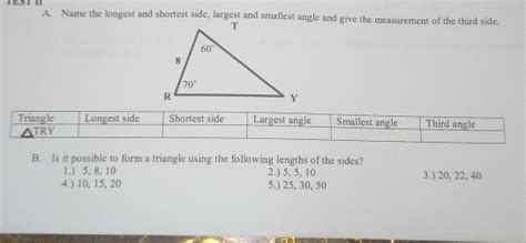 solved a name the longest and shortest side largest and smallest angle and give the measureme
