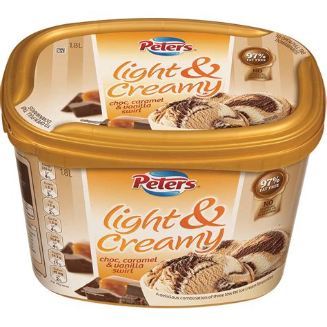 Peters Light Creamy Choc Caramel Vanilla Swirl Ice Cream 1 8l