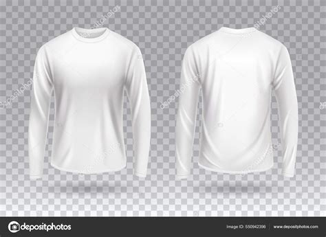 Shirt Lengan Panjang Mockup Depan Dan Belakang Ilustrasi Vektor Stok