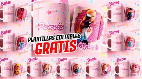 10 Plantillas Para Sublimar De Barbie Profesiones Con Editables Y